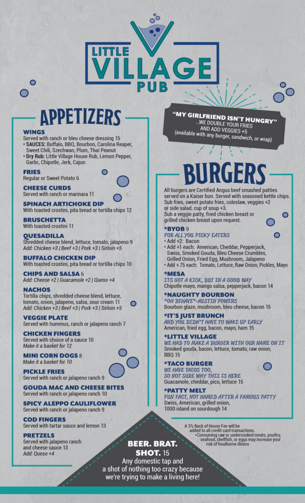 Menus - Little Village Pub