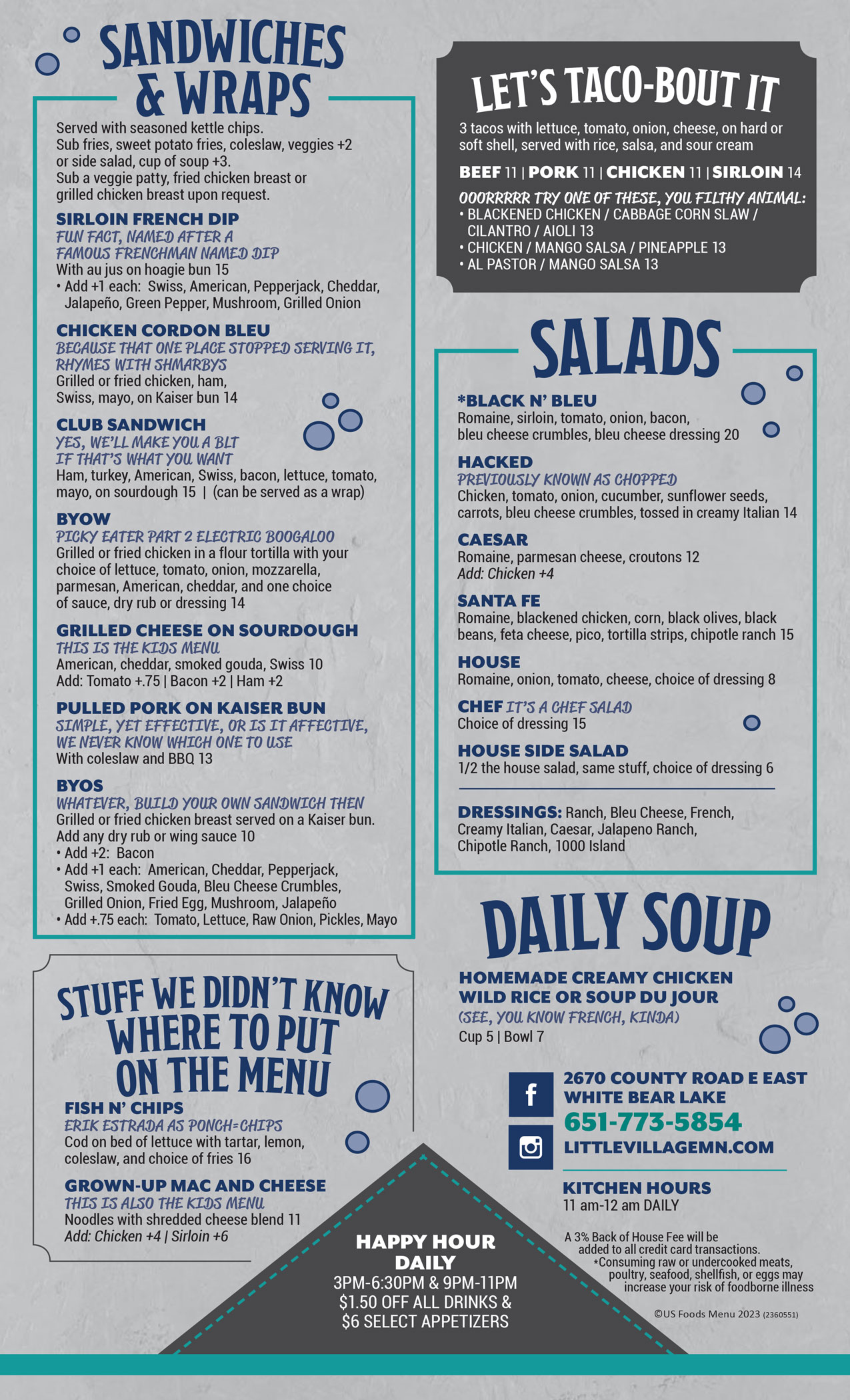 Menus - Little Village Pub