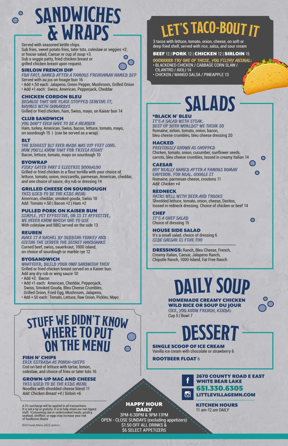 Menus - Little Village Pub