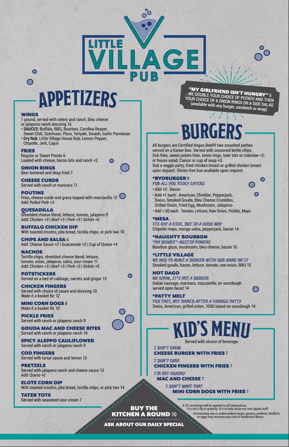 Menus - Little Village Pub