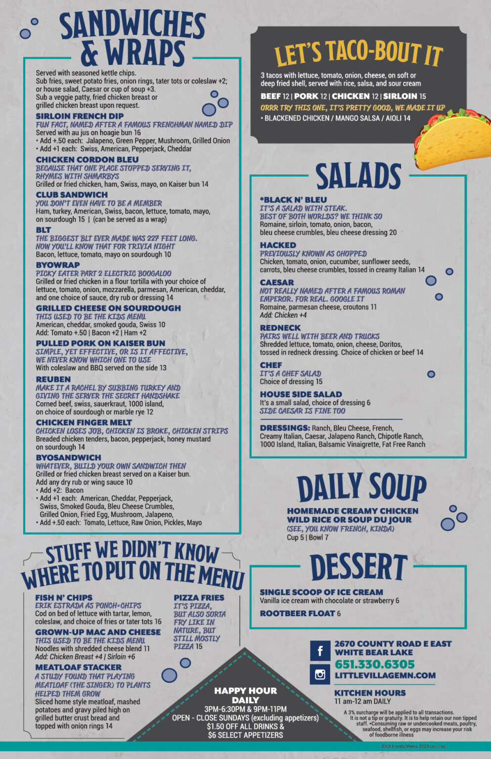 Menus - Little Village Pub