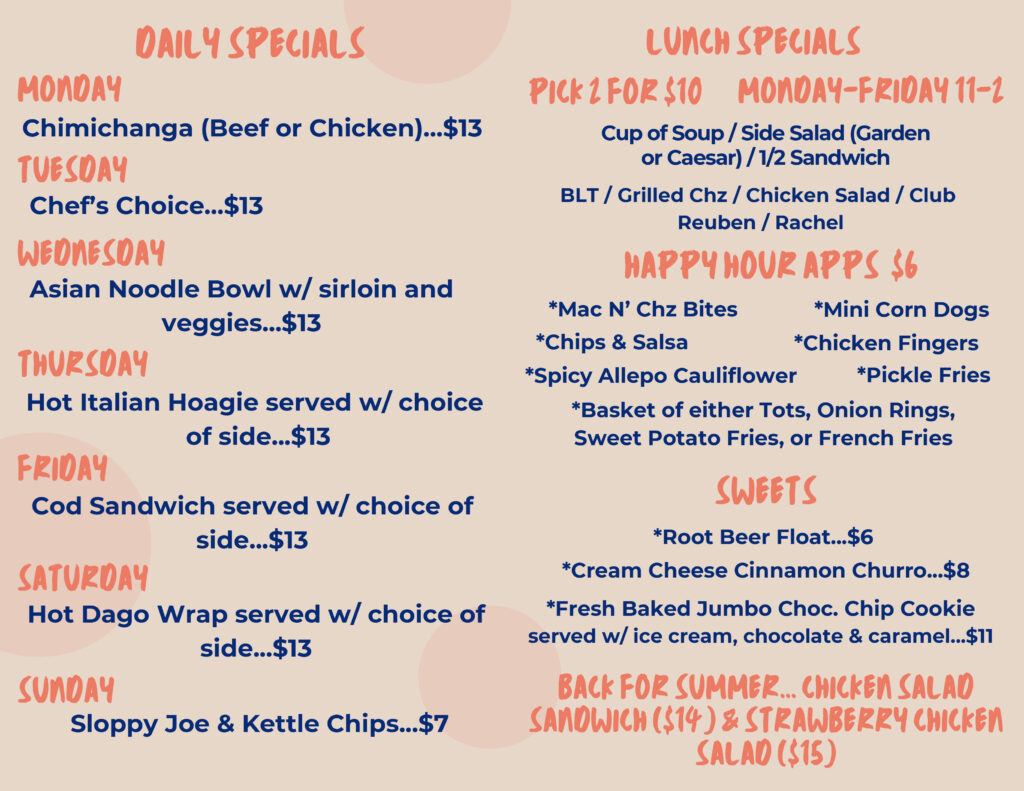 Menus - Little Village Pub