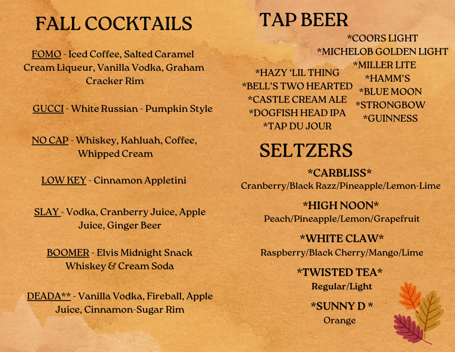 Menus - Little Village Pub