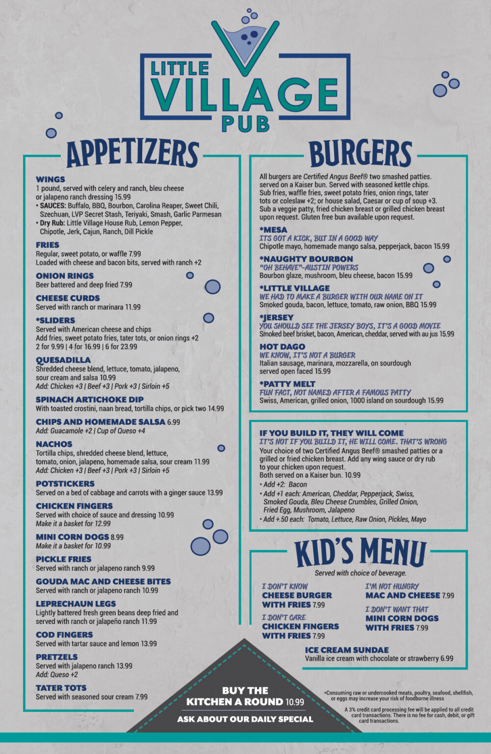 Menus - Little Village Pub